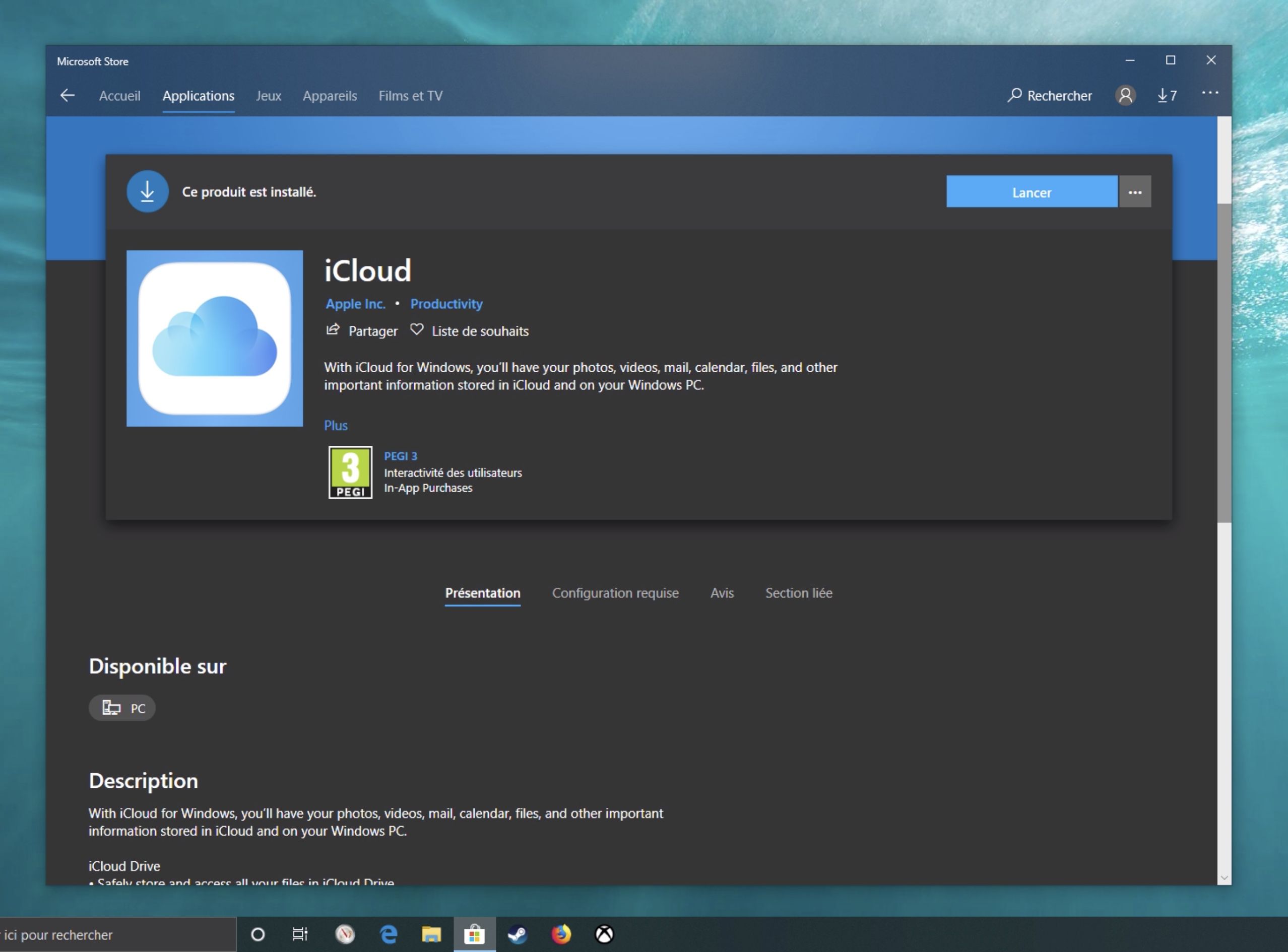L'application iCloud pour Windows disponible dans le Microsoft Store ...