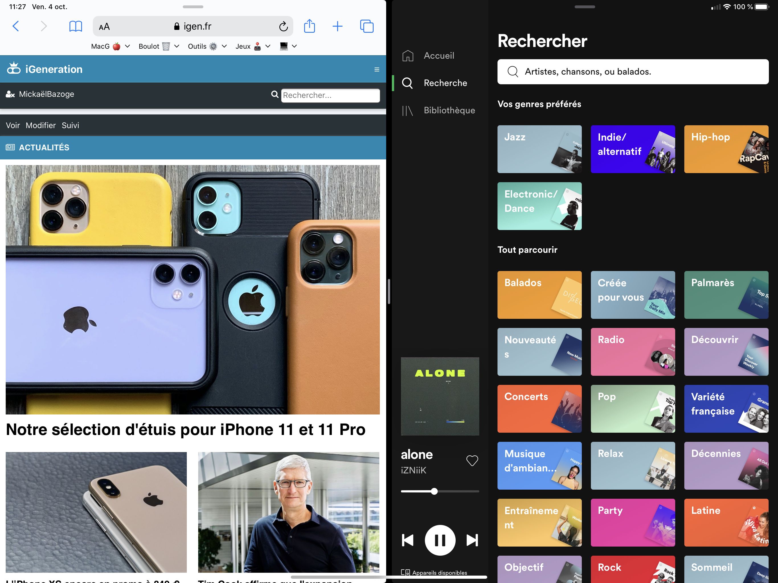 Spotify rafraîchit l'interface de l'app pour iPad - iGeneration