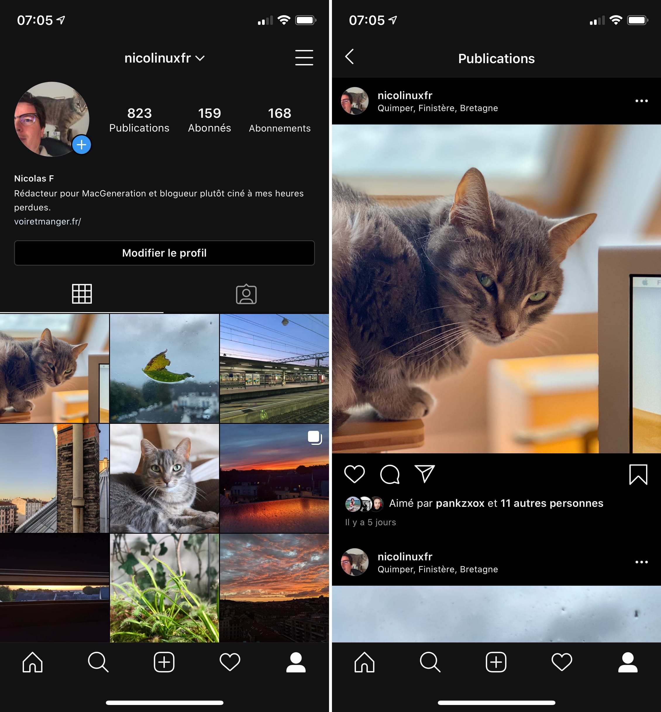 Instagram a adopté le mode sombre d’iOS 13 - iGeneration