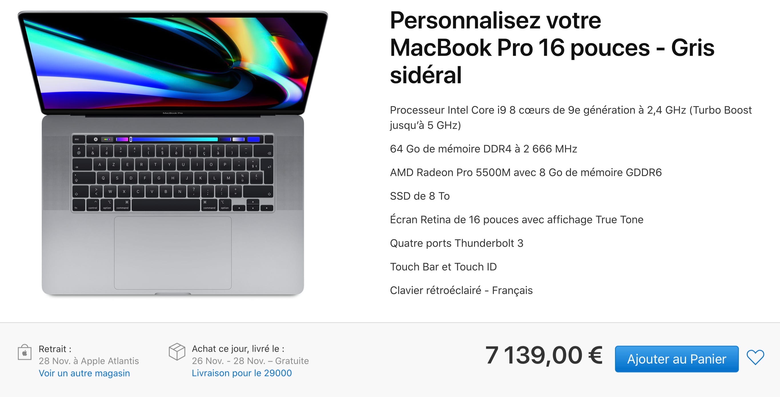 Le MacBook Pro 16 toutes options est vendu 7 139 € - MacGeneration