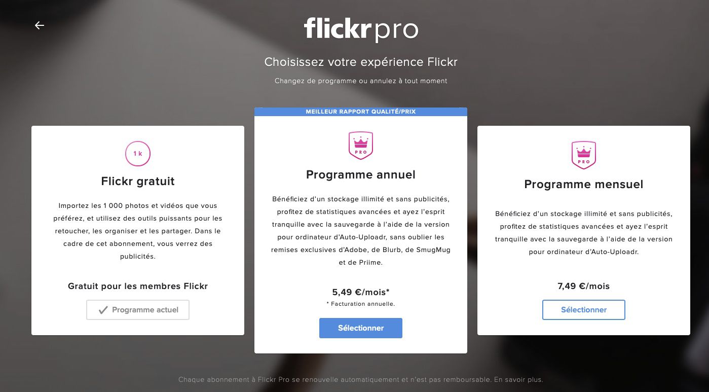 Comme prévu, le prix de Flickr Pro a augmenté - MacGeneration