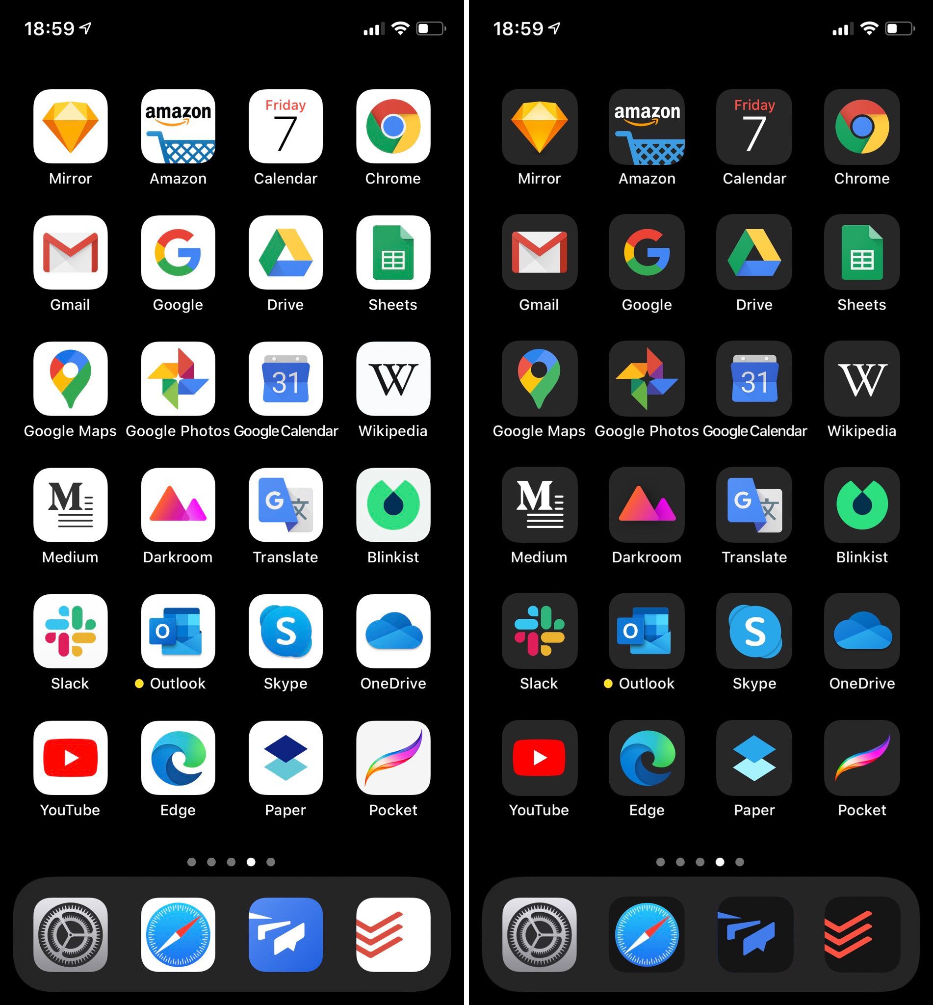 Concept : des icônes sur fond blanc qui passent au noir avec le mode ...