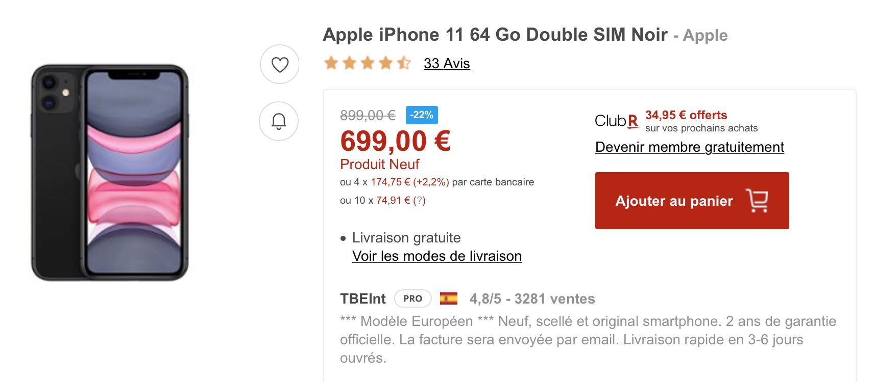 Promo : l'iPhone 11 de 64 Go à 699 € - iGeneration