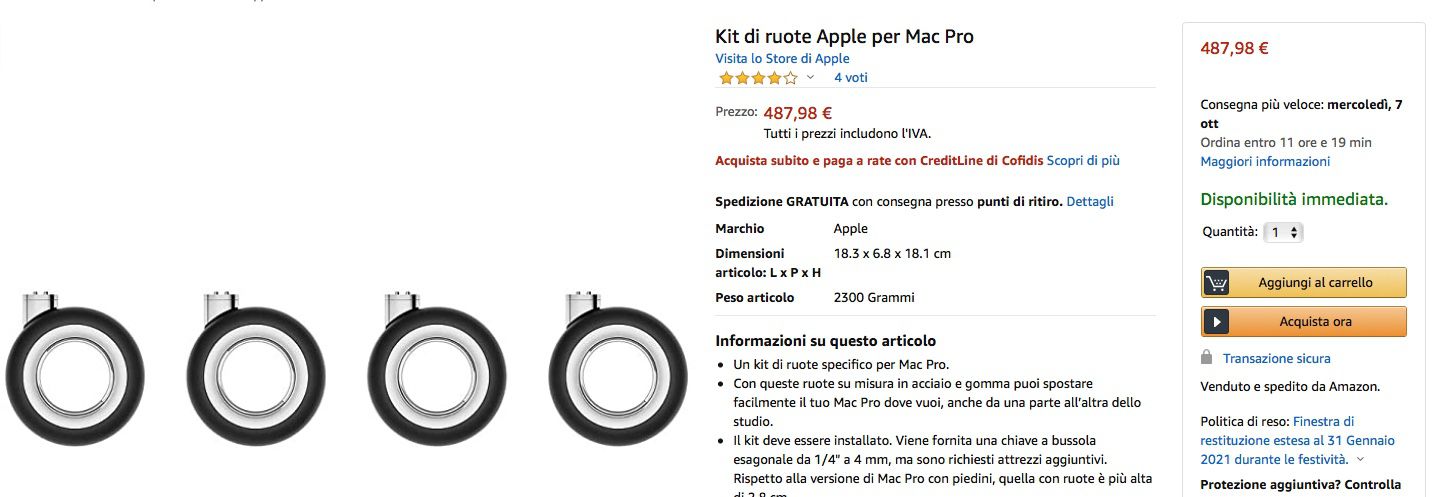 Promo : 40 % de réduction sur le kit de roulettes pour Mac Pro ...