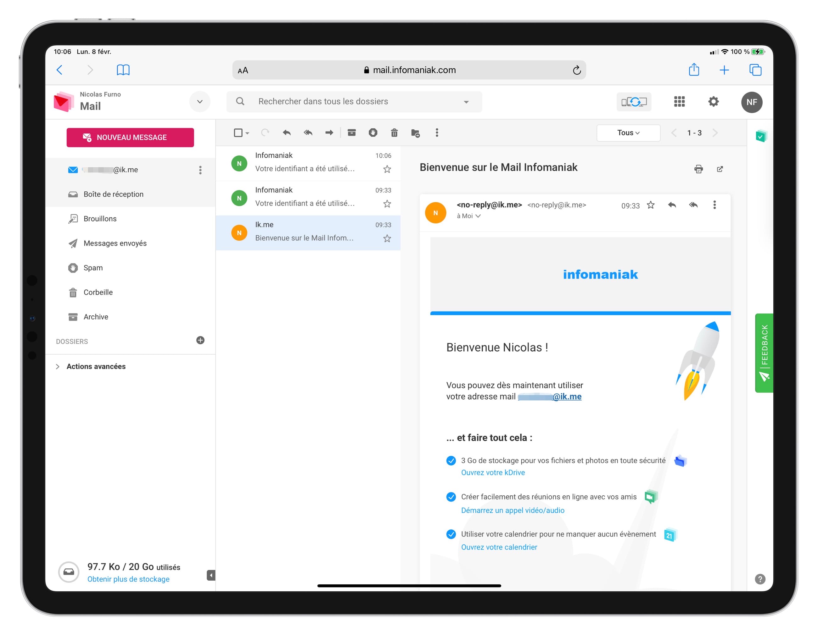 Infomaniak propose un compte mail gratuit et hébergé en Suisse ...