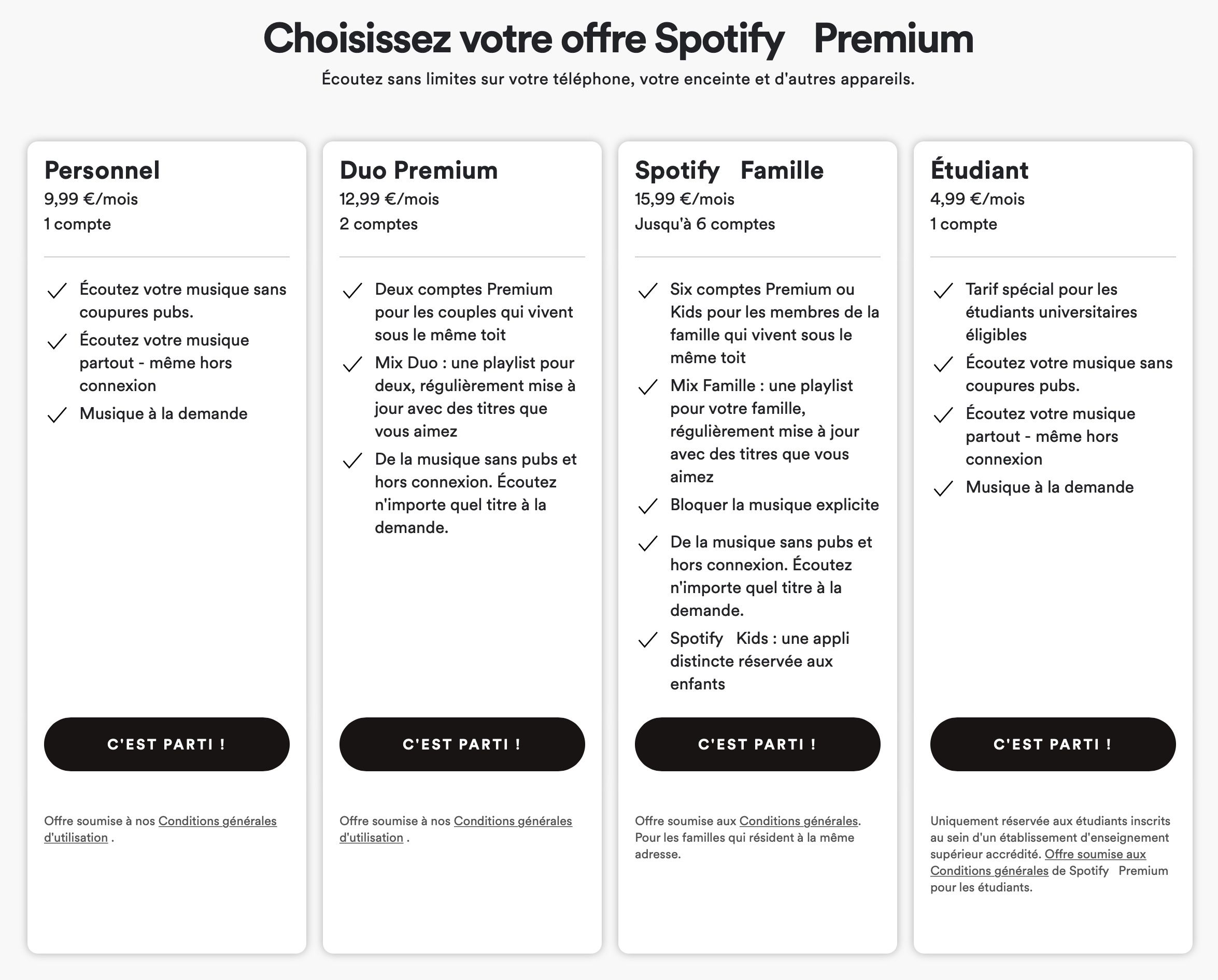 Spotify : le prix de l'abonnement Famille passe à 15,99 € - iGeneration