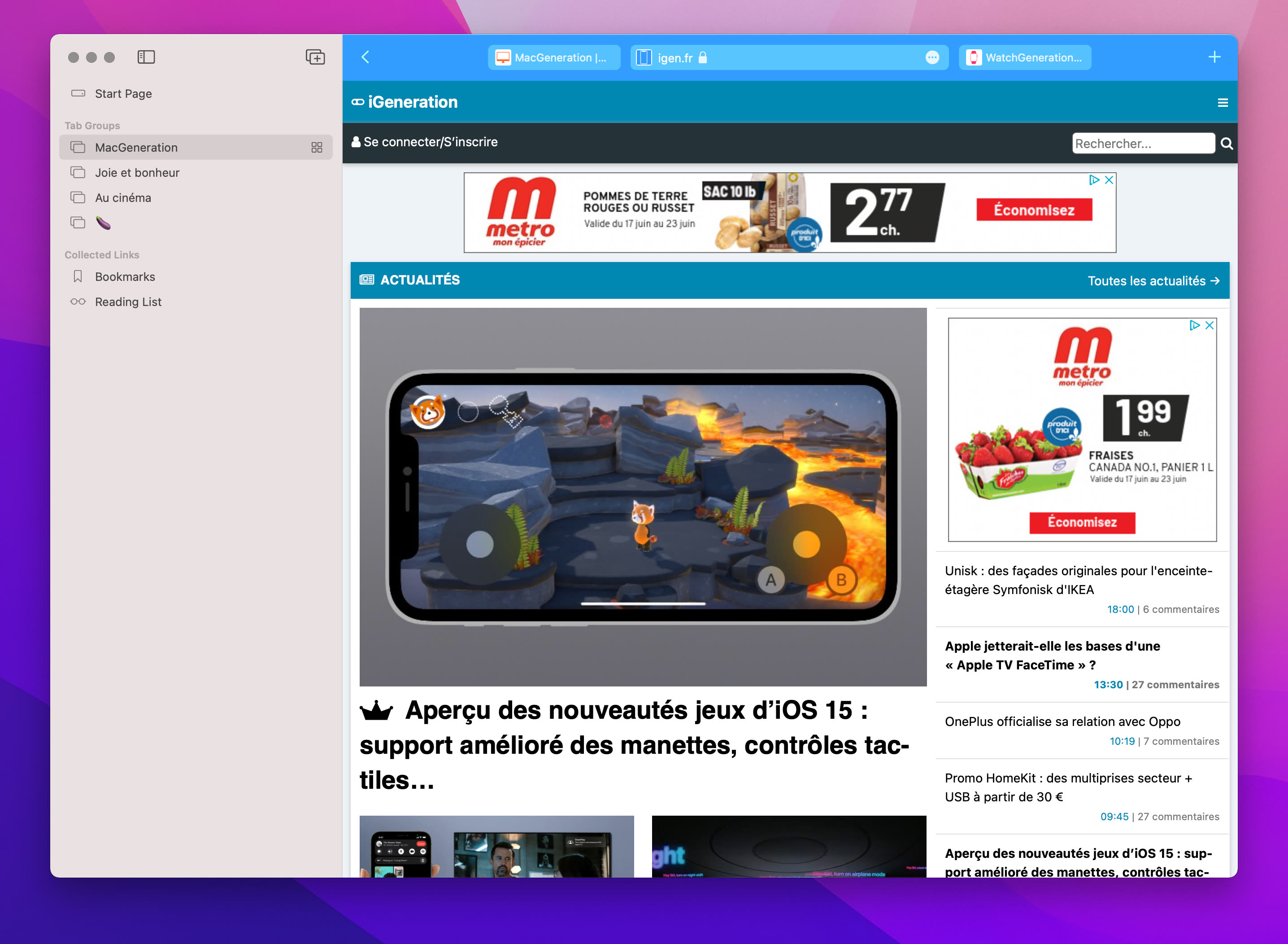 Now experience the new Safari interface in macOS Big Sur