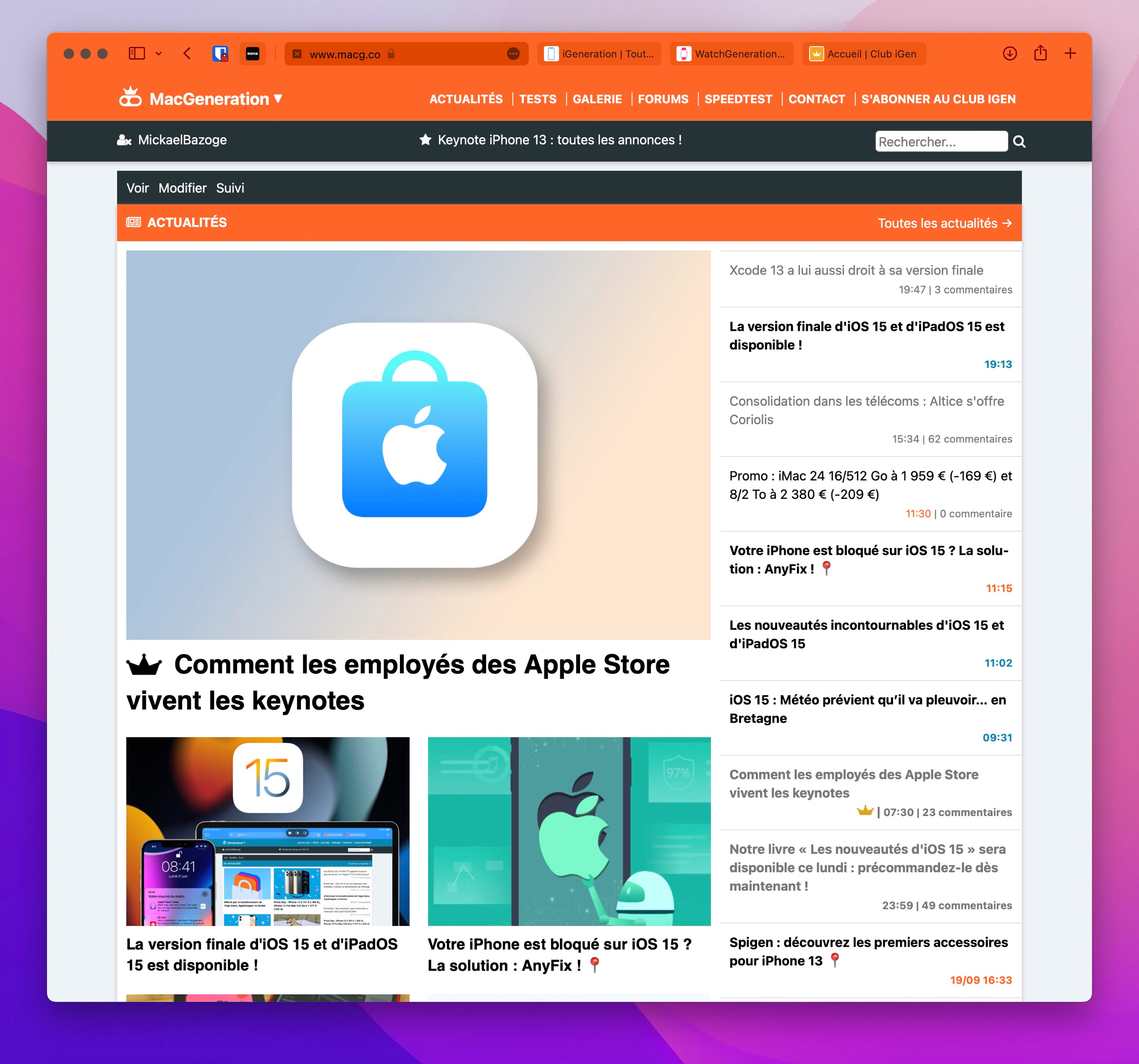 Safari 15 disponible pour macOS Big Sur et macOS Catalina - MacGeneration