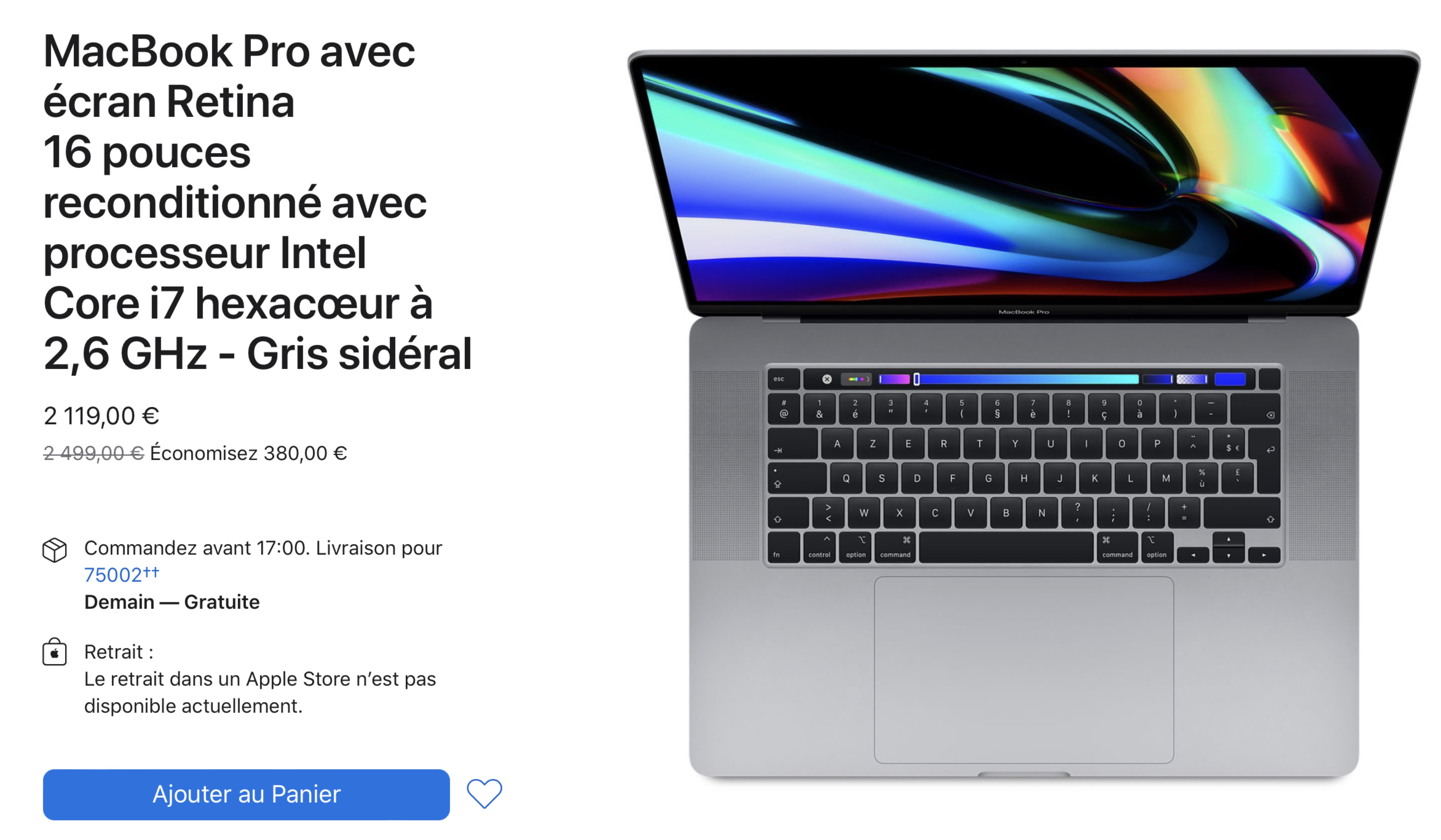 Le MacBook Pro 16" Intel baisse de prix sur le refurb - MacGeneration