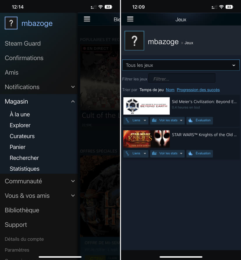 Valve teste la nouvelle interface de son app Steam Mobile - iGeneration