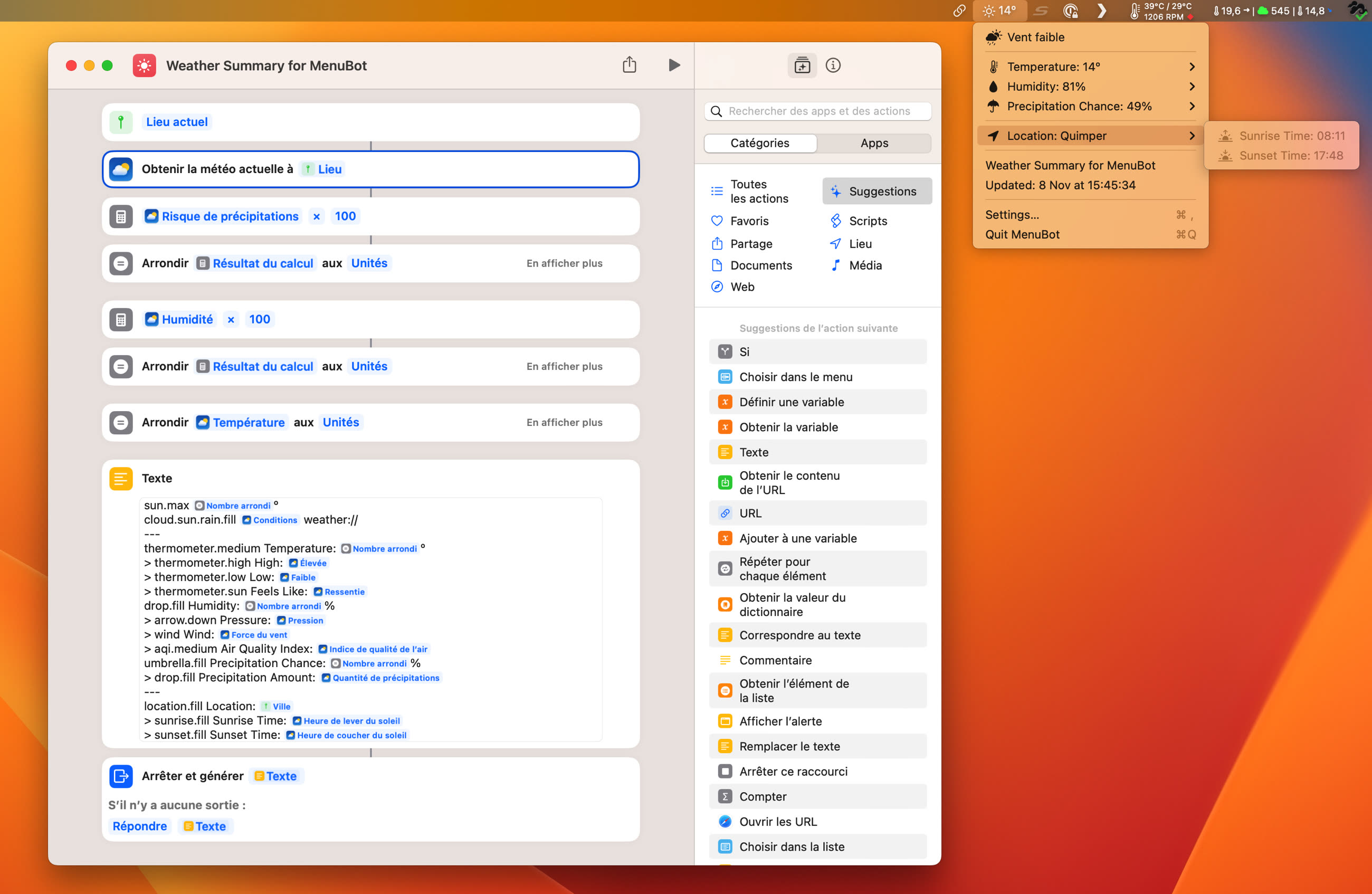 MenuBot affiche le résultat des raccourcis dans la barre des menus de macOS - MacGeneration