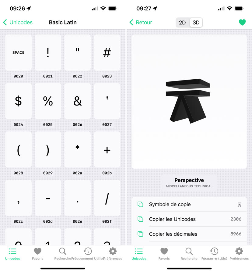 Codepoint : une grande bibliothèque de caractères Unicode sur iPhone et ...