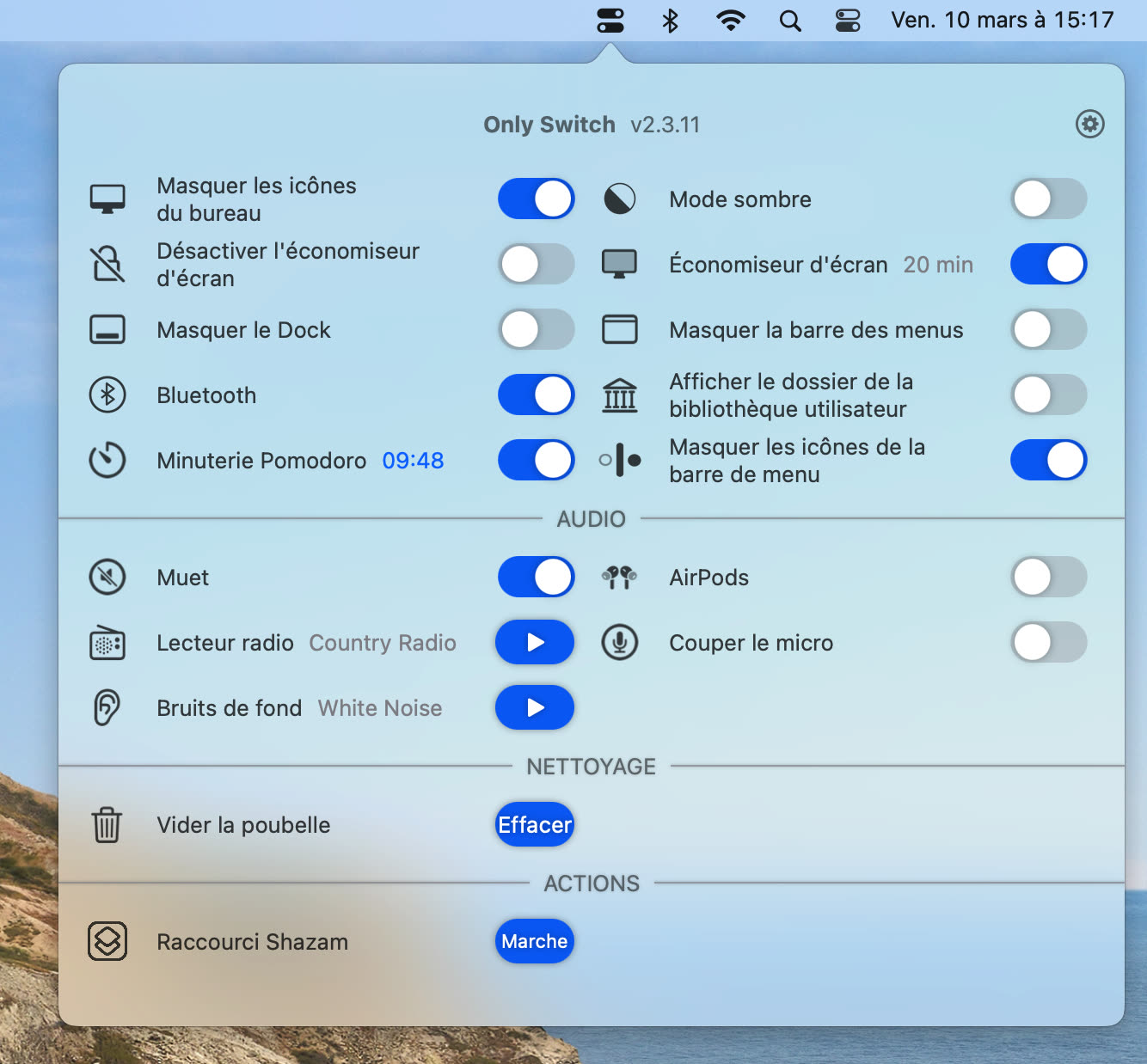 OnlySwitch ajoute une pelletée de raccourcis pratiques à votre barre des menus - MacGeneration