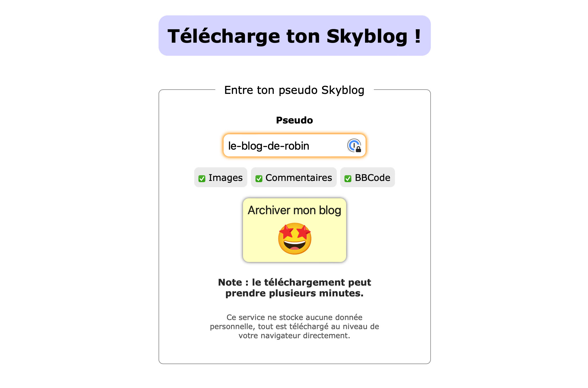 Cet outil permet de télécharger son Skyblog depuis un navigateur web ...
