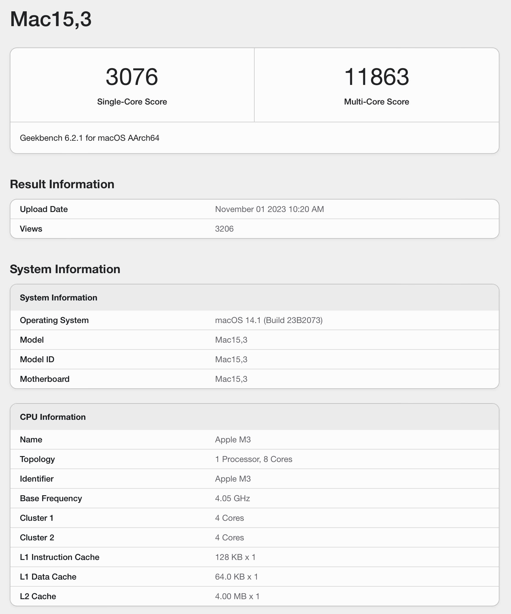 Les premiers tests CPU de l'Apple M3 montrent des résultats très élevés ...
