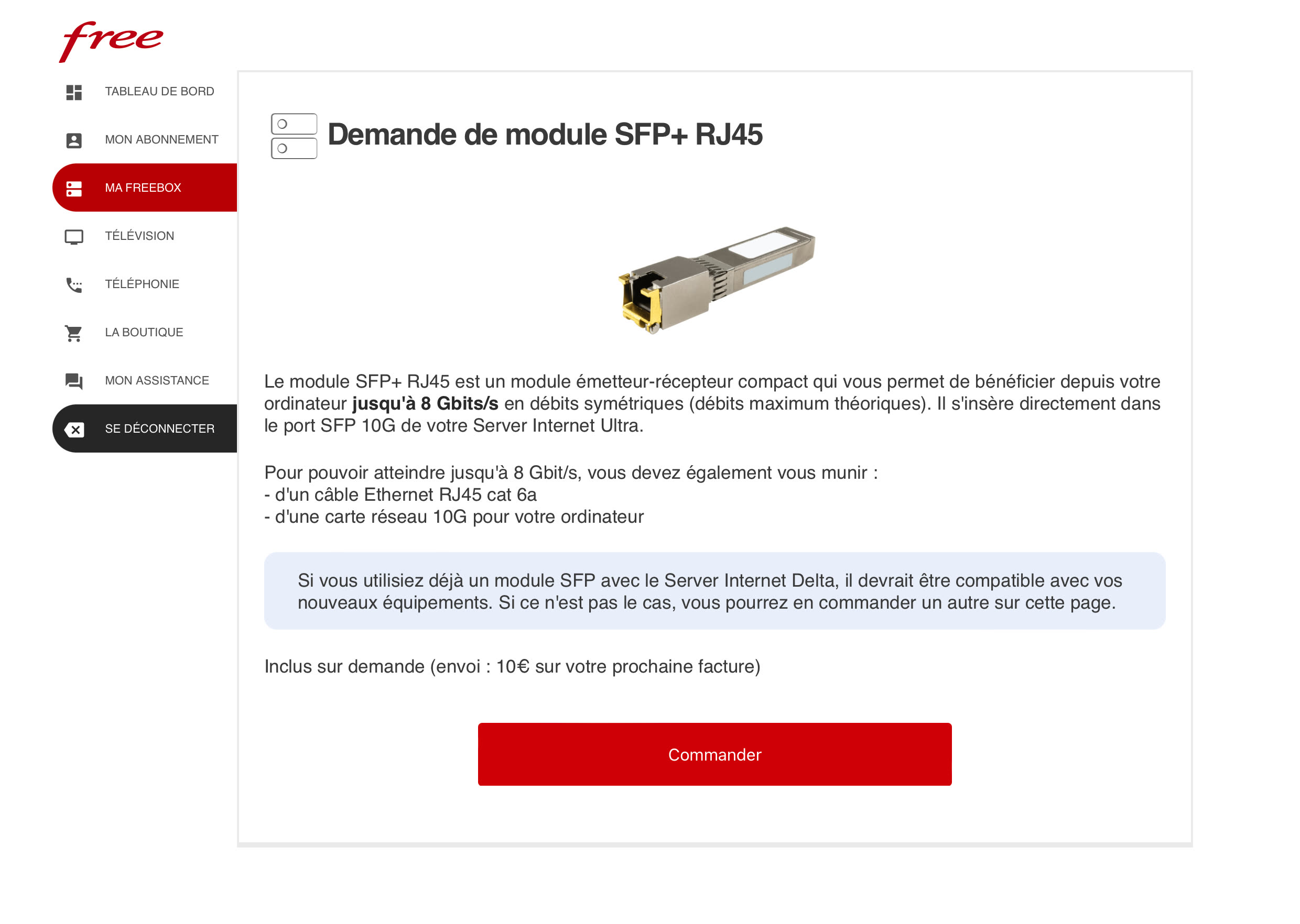 Freebox Ultra : Free propose désormais son module SFP+ RJ45 pour de l ...