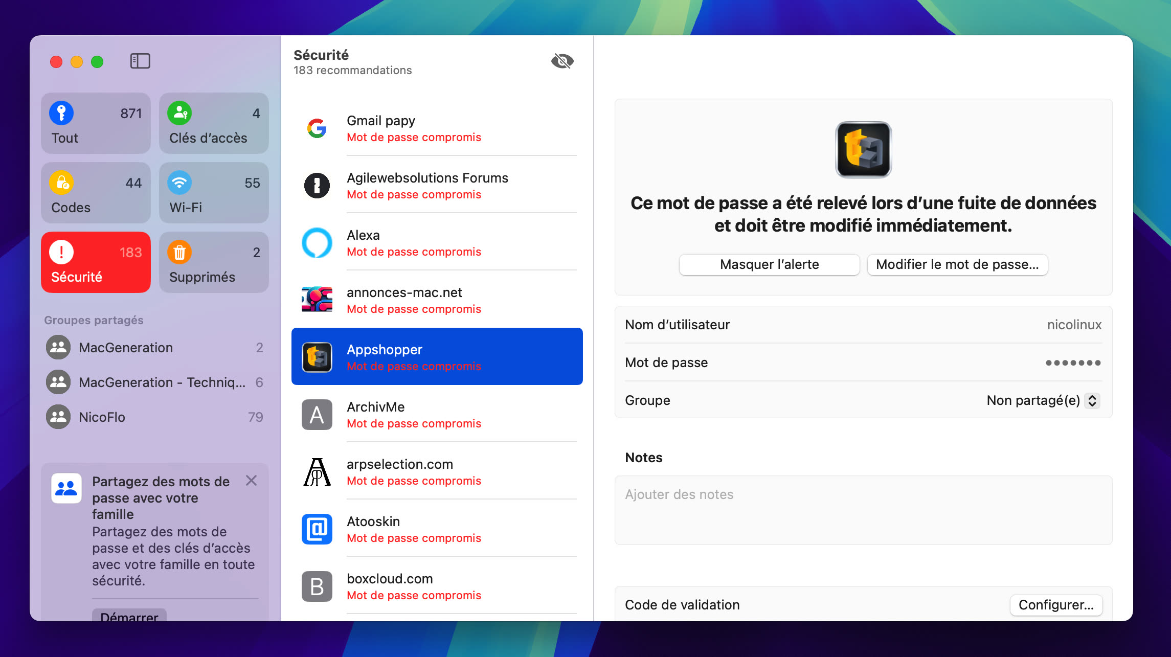 Prise en main de Mots de passe, le gestionnaire de mots de passe enfin ...