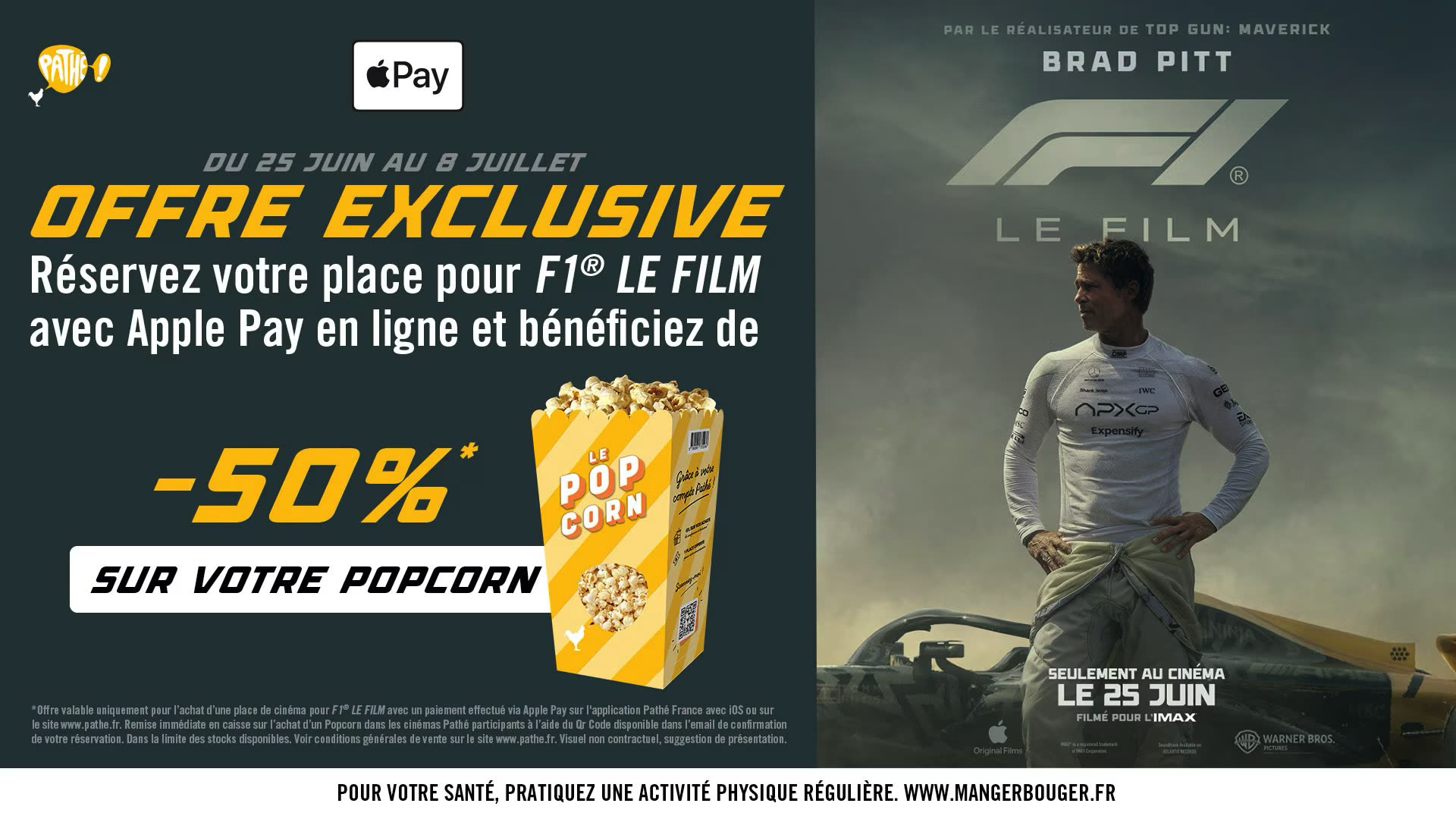« F1 le film » : le popcorn à moitié prix en réservant votre place avec ...