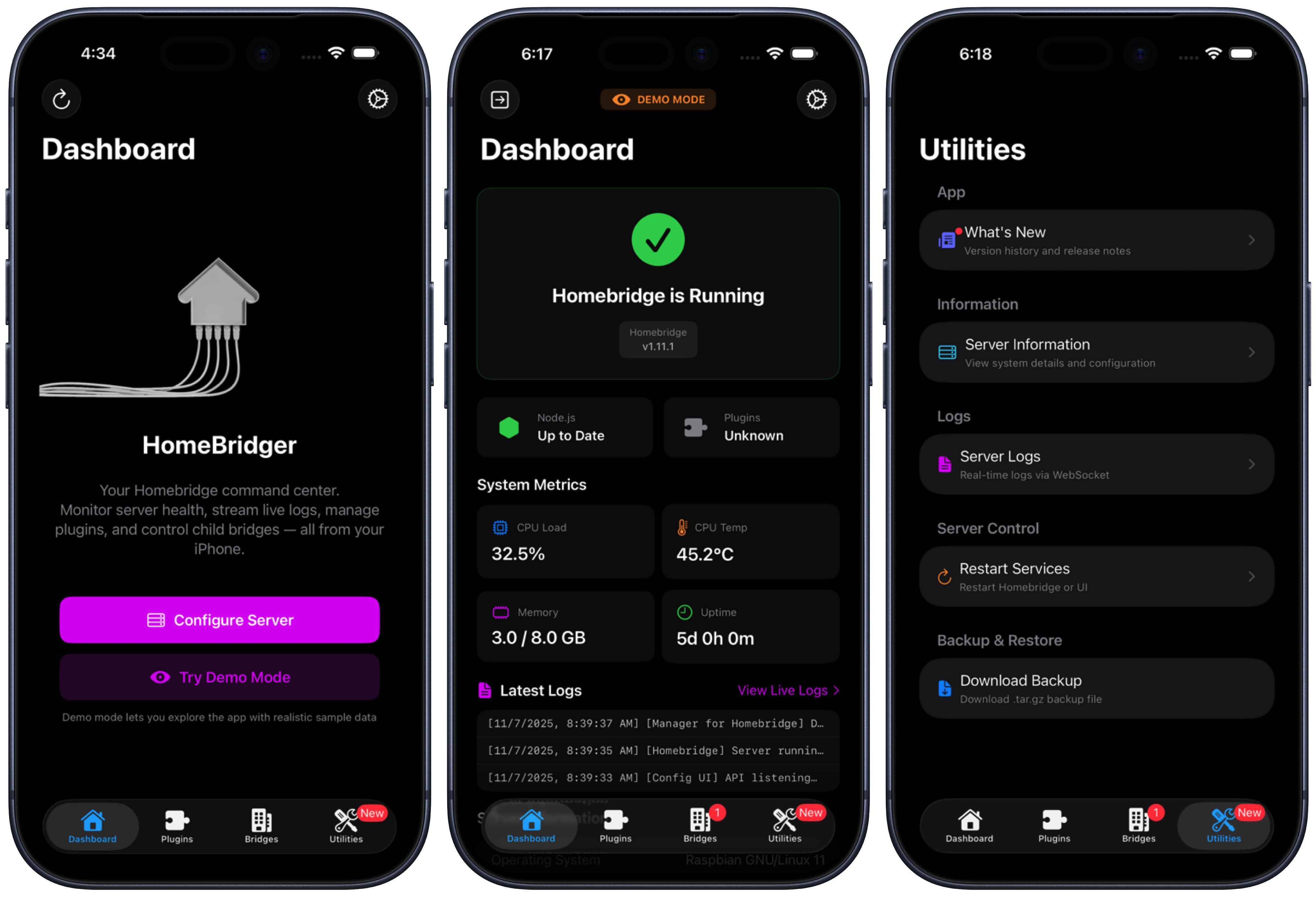 Homebridger, une app chargée de superviser Homebridge depuis un iPhone ...