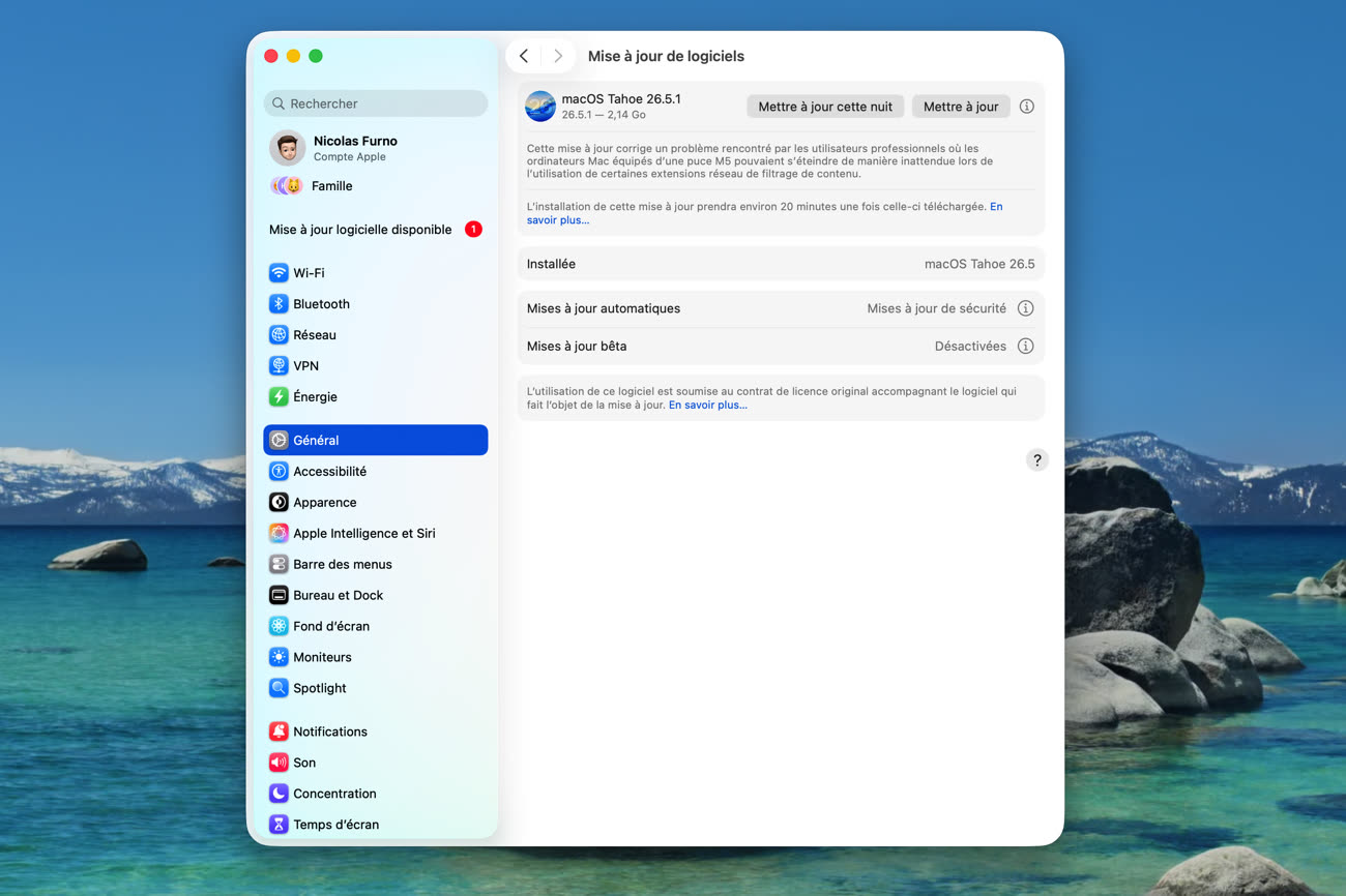 macOS 26.5.1 corrige un bug très ciblé sur les Mac M5 en entreprise ...